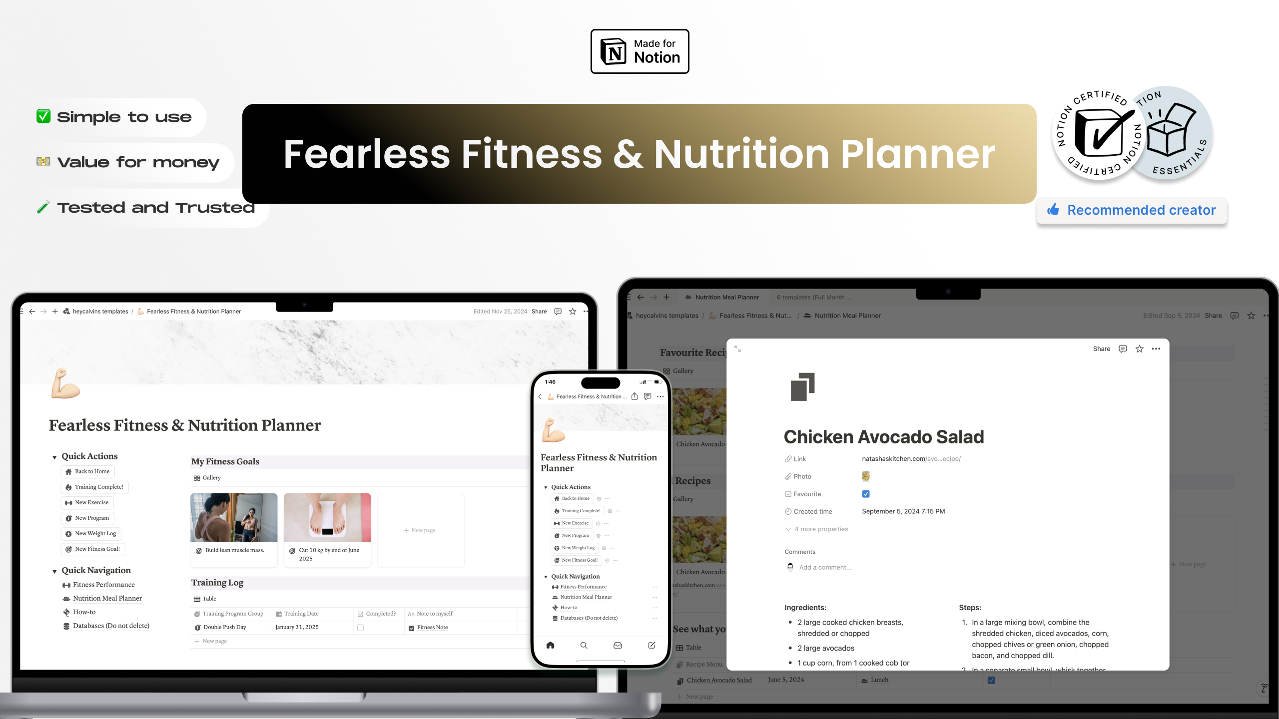 Fearless Fitness & Nutrition Planner - Productivity Template